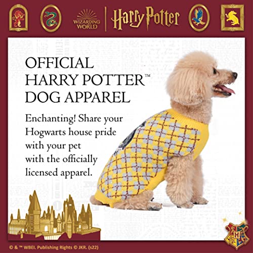 Harry Potter: Hufflepuff Pet Sweater - Size Small | Harry Potter Costumes for Dogs| Harry Potter Dog Apparel & Accessories for Hogwarts Houses, Hufflepuff Yellow