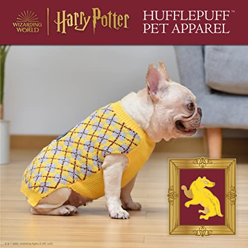 Harry Potter: Hufflepuff Pet Sweater - Size Small | Harry Potter Costumes for Dogs| Harry Potter Dog Apparel & Accessories for Hogwarts Houses, Hufflepuff Yellow