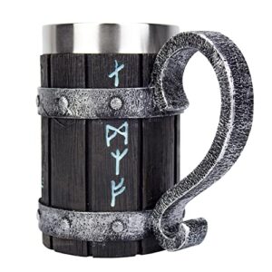 nordic viking rune mug tankard stainless steel wooden resin 3d norse decor coffee cool gothic beer tankard stein cup mugs 20oz