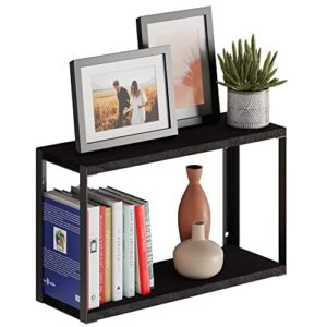 wallniture roca floating shelves for living room wall decor, 17"x6" bathroom organization & storage shelves, 2 tier oganizer for home office, bedroom decor, black