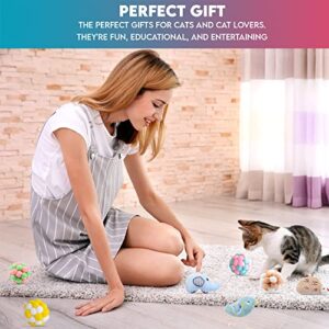 Paw Paw Babe Cat Balls & Catnip Toys Set - Cartoon Fuzzy Balls, Soft & Lightweight - Kittens Chewing, Kicker Toys - Cat Toys for Indoor Cats - Kitten & Cat Accessories - Pack of 9