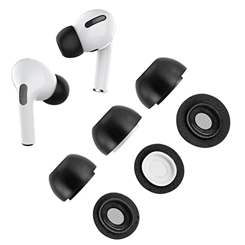 Memory Foam Replacement Premium Ear Tips for Apple Airpods Pro Wireless Earbuds, Ultra-Comfort, Noise Reduction, Anti-Slip Eartips, Fit in The Charging Case, Easy Install, 3-Paris Mixed Sizes