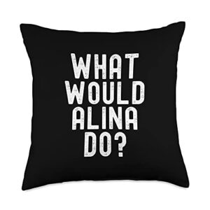 alina personalized name tees what would alina do funny sarcastic personalized name throw pillow, 18x18, multicolor