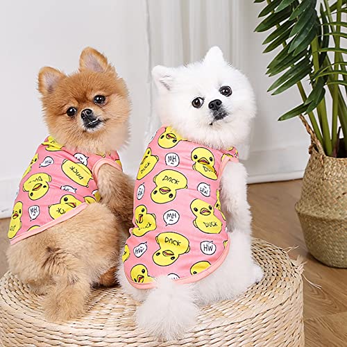 Little Yellow Duck Cartoon Backpack Pet Clothes Dog Cat Supplies Spring Summer Autumn Winter Suit Clothes Pet Clothes Hangers for Closet (Pink, XS)