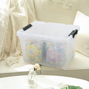 Ucake 40 Quart Clear Storage Latching Bin, Plastic Storage Box with Wheels, 4 Pack