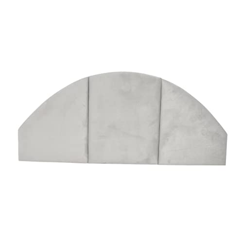 Main + Mesa NoSom Upholstered Velvet Sound Reducing Panel Arched Headboard, Grey, Queen