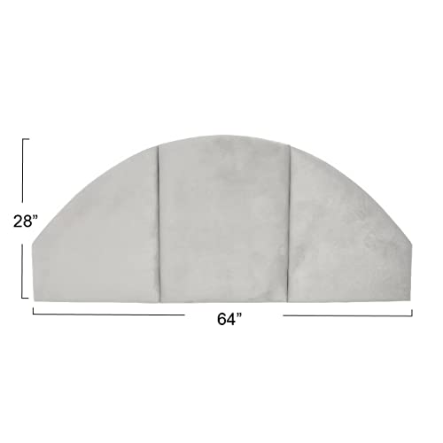 Main + Mesa NoSom Upholstered Velvet Sound Reducing Panel Arched Headboard, Grey, Queen