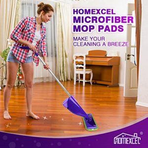 HOMEXCEL Microfiber Mops Reusable Floor Mop Pads 12-inch Swiffer Wet Jet Refills 4 Pack,Bundle with 12 Pack Swedish Sponge Dish Cloth Reusable Abosorbent Hand Towels Sponge Cloth