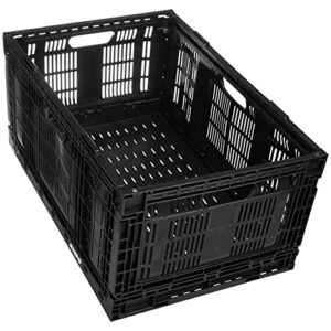 JEZERO Stackable, Collapsible Professional Storage Crate: Grated Wall Utility Storage Baskets for Household Storage and Organization | Black, 23.6" x 15.8" x 11.3” (PN: CC28)