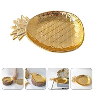 LIOOBO Pineapple Foods Plate Ceramic Snack Tray Foods Serving Dish Dessert Cake Plate Decorative Dried Fruit Platter for Summer Hawaiian Party Favors