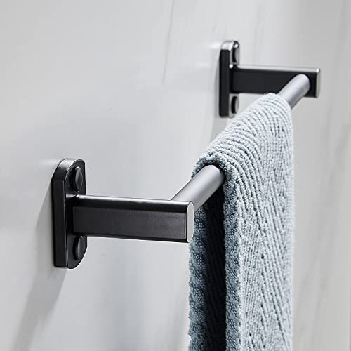 Dancrul Black Towel Bar, Hand Towel Rack for Bathroom Wall Mounted Towel Hanger, Kitchen Bath Towel Holder, Toilet Towel Rod, 16 Inch