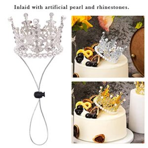 PET SHOW 2pcs Medium Dog Crown Headband Puppies Cat Hat for Birthday Party Silver Gold Rhinestone Faux Pearl Crown for Boy Girl Wedding Hair Accessories Photo Prop Costume