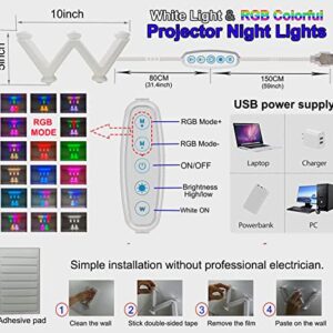 ACNCTOP Night Light Projector,Led Projector Kids Bedroom Lights Wall Sconces RGB and White Lamp Perfect for Aesthetic Room Decor in Your Home