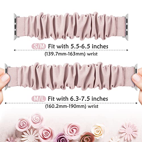 WANLISS 5 Pack Scrunchie Band Compatible for Apple Watch Band 38mm 40mm 41mm 42mm 44mm 45mm,Soft Cute Printed Elastic Cloth Wristband for Women for iWatch Series 8 7 6 5 4 3 2 1 SE