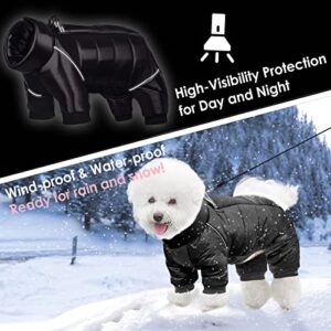 AOFITEE Dog Coat, Waterproof Dog Jacket for Winter, Warm Fullbody Dog Snowsuit, Zip Up Fleece Dog Vest, Cold Weather Dog Coats with Reflective Stripes, Outdoor Windproof Dog Apparel for Small Dogs