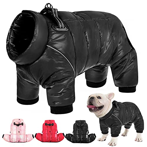 AOFITEE Dog Coat, Waterproof Dog Jacket for Winter, Warm Fullbody Dog Snowsuit, Zip Up Fleece Dog Vest, Cold Weather Dog Coats with Reflective Stripes, Outdoor Windproof Dog Apparel for Small Dogs