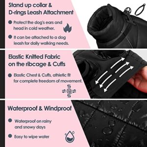 AOFITEE Dog Coat, Waterproof Dog Jacket for Winter, Warm Fullbody Dog Snowsuit, Zip Up Fleece Dog Vest, Cold Weather Dog Coats with Reflective Stripes, Outdoor Windproof Dog Apparel for Small Dogs