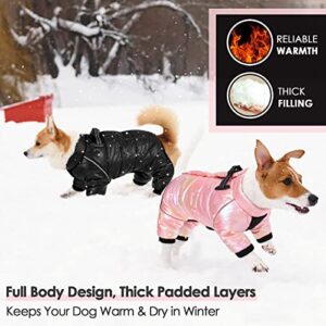 AOFITEE Dog Coat, Waterproof Dog Jacket for Winter, Warm Fullbody Dog Snowsuit, Zip Up Fleece Dog Vest, Cold Weather Dog Coats with Reflective Stripes, Outdoor Windproof Dog Apparel for Small Dogs