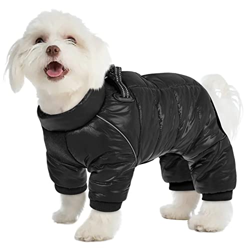 AOFITEE Dog Coat, Waterproof Dog Jacket for Winter, Warm Fullbody Dog Snowsuit, Zip Up Fleece Dog Vest, Cold Weather Dog Coats with Reflective Stripes, Outdoor Windproof Dog Apparel for Small Dogs