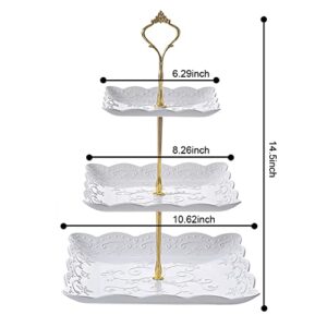 ShellKingdom 2 Pack Cupcake Stand, 3 Tier Serving Tray Cupcake Dessert Candy Fruit Display Holder for Wedding, Christmas, Baby Shower Birthday Tea Party (Square)