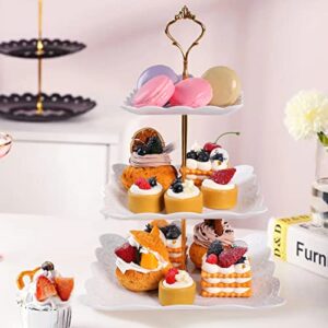 ShellKingdom 2 Pack Cupcake Stand, 3 Tier Serving Tray Cupcake Dessert Candy Fruit Display Holder for Wedding, Christmas, Baby Shower Birthday Tea Party (Square)