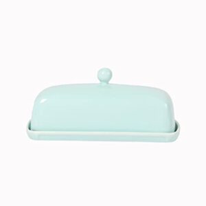 Sheskind Elegant Ceramic Butter Dish with Lid, A Practical Covered Butter Keeper, One Multi-function Butter Knife Included in the Package (light blue)