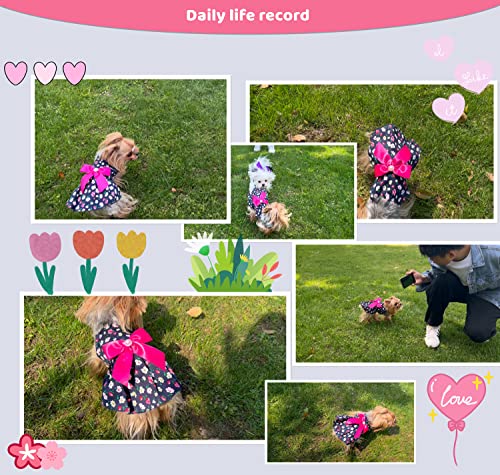 MSNFOASM 4pcs-New Spring Summer Puppy Dog Dress,Cute Colored Sun Flower Dog Bow Skirt for Small Girl Dogs(Floral,M)