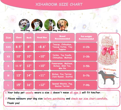 MSNFOASM 4pcs-New Spring Summer Puppy Dog Dress,Cute Colored Sun Flower Dog Bow Skirt for Small Girl Dogs(Floral,M)