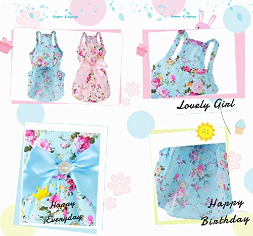 MSNFOASM 4pcs-New Spring Summer Puppy Dog Dress,Cute Colored Sun Flower Dog Bow Skirt for Small Girl Dogs(Floral,M)