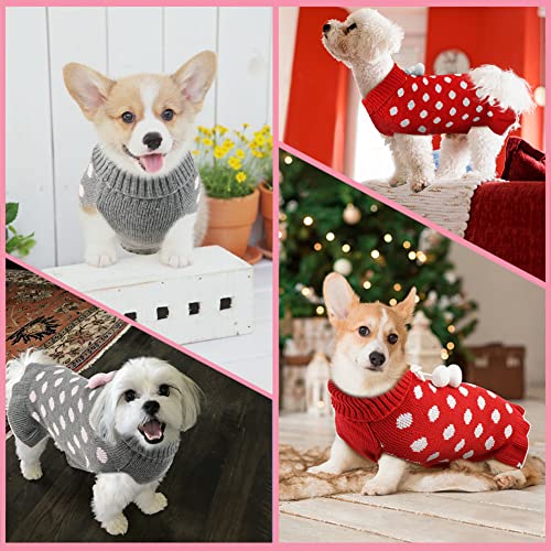 EMUST Dog Sweaters for Medium Dogs, Turtleneck Sweater for Dogs, Knitwear Girl Dogs Sweater Polka Dot Pet Clothes in Cold Season, Red, M