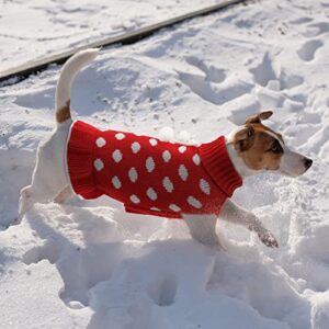 EMUST Dog Sweaters for Medium Dogs, Turtleneck Sweater for Dogs, Knitwear Girl Dogs Sweater Polka Dot Pet Clothes in Cold Season, Red, M