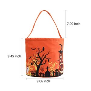 Cqueni Halloween Trick or Treat Candy Bags LED Light Up Pumpkin Bucket, Collapsible Reusable Candy Basket, Fabric Tote Gift Bags for Halloween Parties