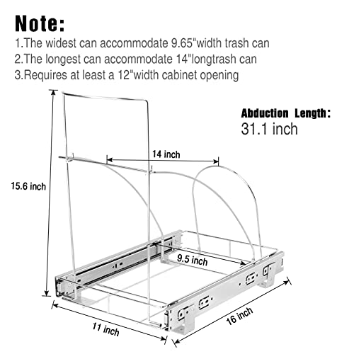 Farafox Pull Out Trash Can Under Cabinet - Adjustable Trash Can Slider for Kitchen Cabinet, Kitchen Trash Can Under Cabinet Trash for Home Base Kitchen Cabinet(Only Trash Can Slide)