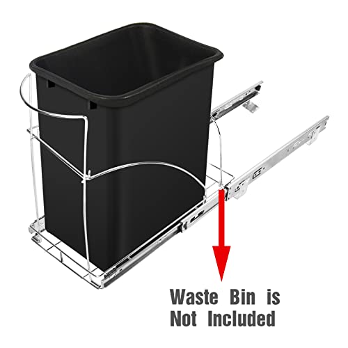 Farafox Pull Out Trash Can Under Cabinet - Adjustable Trash Can Slider for Kitchen Cabinet, Kitchen Trash Can Under Cabinet Trash for Home Base Kitchen Cabinet(Only Trash Can Slide)