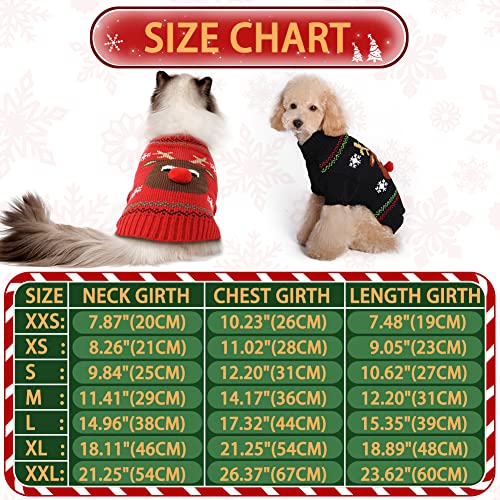 EMUST Dog Sweater, Knitted Christmas Pet Clothes with Pom Pom Ball Warm Dog Reindeer Sweater Soft Dog Christmas Clothes for Large Dogs, Red, XXL