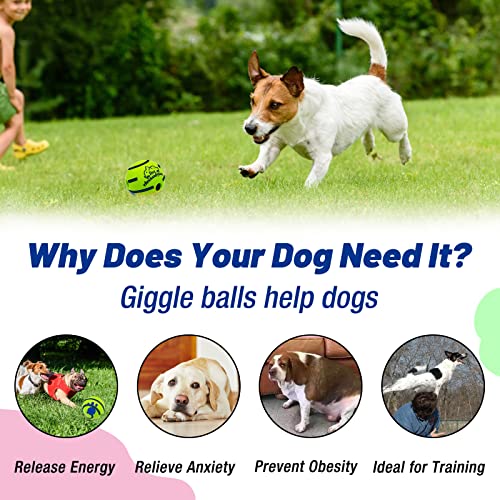 Wobble Giggle Dog Ball, Interactive Dog Toys Ball, Squeaky Dog Toys Ball Durable Wag Chewing Ball for Training Teeth Cleaning Herding Balls Indoor Outdoor Safe Dog Gifts for Puppy Small Medium Dogs