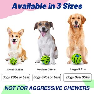 Wobble Giggle Dog Ball, Interactive Dog Toys Ball, Squeaky Dog Toys Ball Durable Wag Chewing Ball for Training Teeth Cleaning Herding Balls Indoor Outdoor Safe Dog Gifts for Puppy Small Medium Dogs