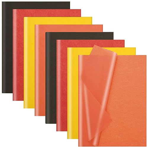 100 Sheets Black Orange Yellow Tissue Paper for Gift Bags,Gift Wrapping Paper for Harvest Fall Thanksgiving Holiday Party,13.8 x 19.7"