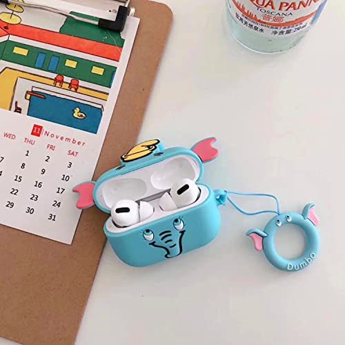 Semeving Compatible with Airpods Case,3D Cartoon Cute Design Silicone for Airpods 2nd Generation Case for Kids/Girls/Teens/Boys(Dumbo-Blue)