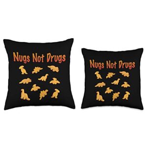 Chicken Nuggets Merch Nugs Not Drugs Funny Dino Chicken Dinosaur Nugget Throw Pillow, 16x16, Multicolor