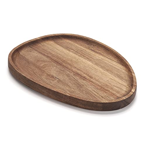 Wooden Serving Platter Plates Acacia Wood Serving Tray for Snacks Bread Fruit Salad Cheese Board (10.2x7.7x0.8 inch)