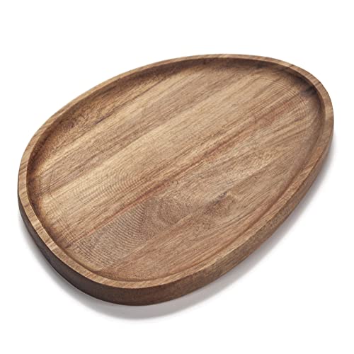 Wooden Serving Platter Plates Acacia Wood Serving Tray for Snacks Bread Fruit Salad Cheese Board (10.2x7.7x0.8 inch)