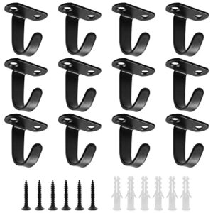 auvotuis 12pcs screw mount ceiling hooks stainless steel under-shelf towel hook heavy duty coat hook hanger for kitchen, cupboard, cabinet, bathroom (matte black)