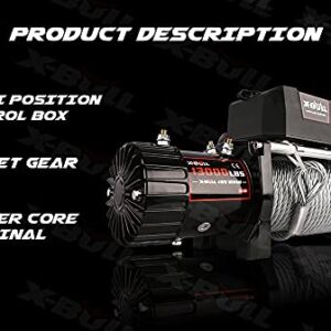 X-BULL - Towing Products & Winch - 12V Waterproof Wire Cable Electric Winch 13000 lb Load Capacity for Truck UTV ATU SUV