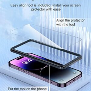 EGV 3 Pack Screen Protector for iPhone 14 Pro Max 6.7-inch, 9H Hardness iPhone 14 Pro Max Tempered Glass Cover With Align Frame, Clear Protective Glass Screen, Case Friendly, Easy Install, Bubble Free