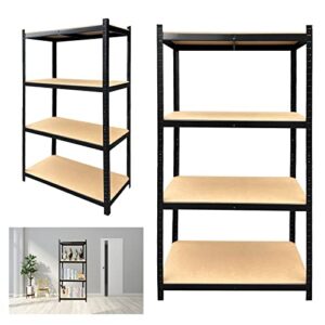 youseahome 4-tier adjustable storage shelving unit heavy duty organizing shelf metal utility rack shelves  adjustable all metal shelves for garage storage rack,162h x 80w x 40d,black