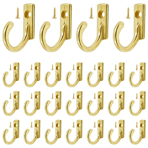 Auvotuis 100Pcs Wall Mounted Single Hooks, Small Coat Hooks Hanger Modern Robe Hooks with Screws for Keys, Cups, Hats, Towel (Gold)