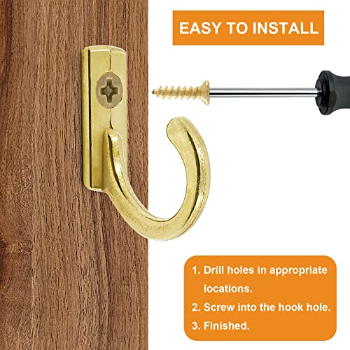 Auvotuis 100Pcs Wall Mounted Single Hooks, Small Coat Hooks Hanger Modern Robe Hooks with Screws for Keys, Cups, Hats, Towel (Gold)