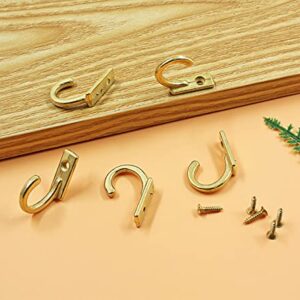 Auvotuis 100Pcs Wall Mounted Single Hooks, Small Coat Hooks Hanger Modern Robe Hooks with Screws for Keys, Cups, Hats, Towel (Gold)