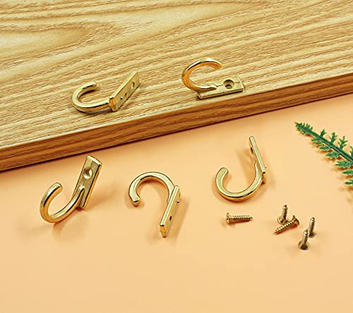 Auvotuis 100Pcs Wall Mounted Single Hooks, Small Coat Hooks Hanger Modern Robe Hooks with Screws for Keys, Cups, Hats, Towel (Gold)